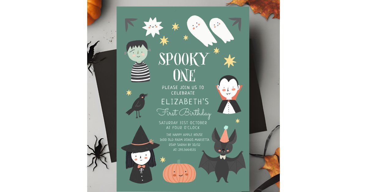 Halloween Spooky One First Birthday Invitation | Zazzle