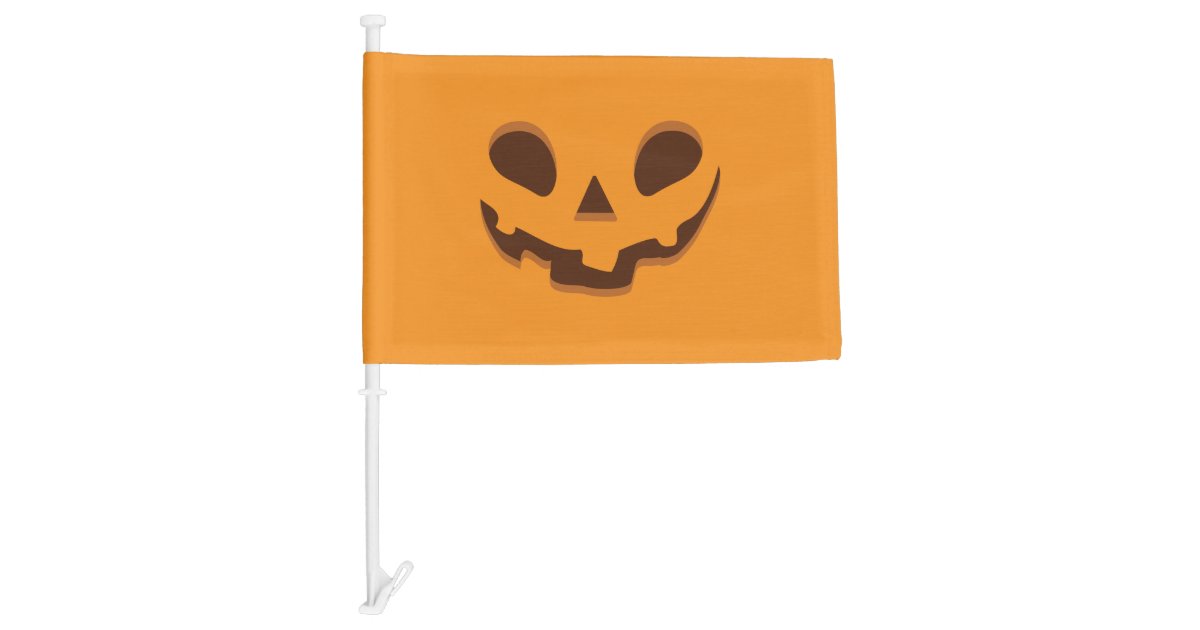 Halloween Spooky Pumpkin Face Car Flag | Zazzle