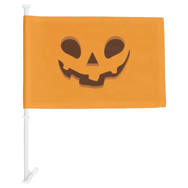 Halloween Spooky Pumpkin Face Car Flag | Zazzle