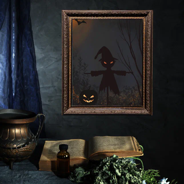 Halloween Spooky Scarecrow Pumpkin Photo Print | Zazzle