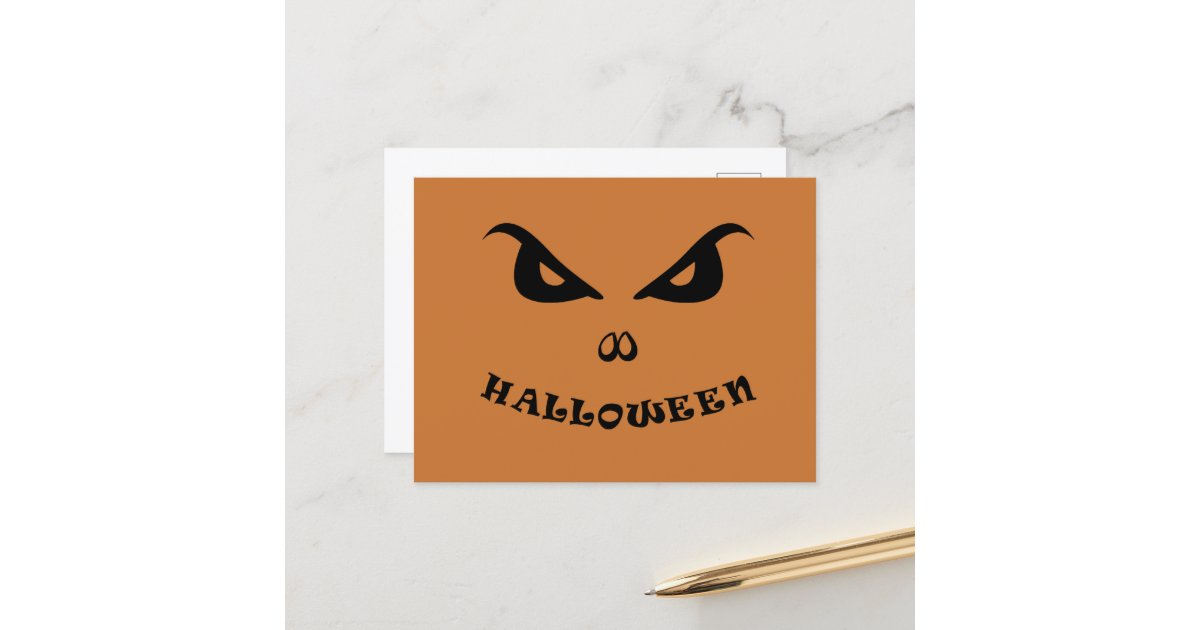 Halloween spooky scary face holiday postcard | Zazzle