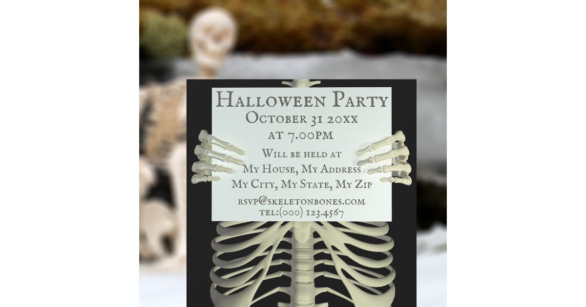 Halloween Spooky Skeleton Party Invitation | Zazzle