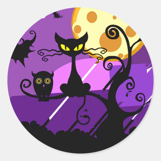 Halloween spooky sticker. classic round sticker | Zazzle