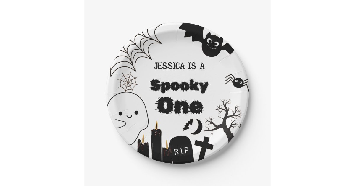 Halloween Sppoky One First Birthday party Paper Plates | Zazzle