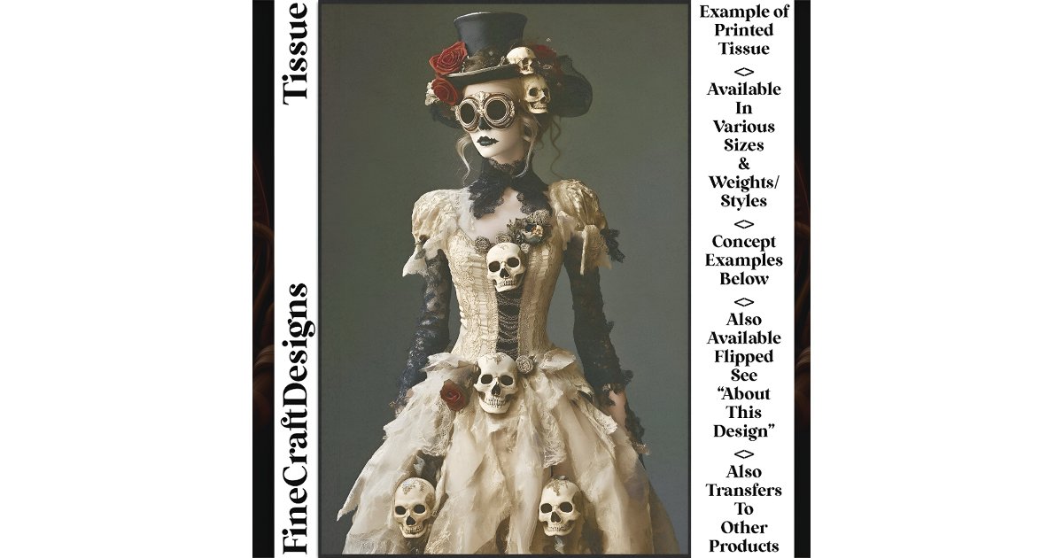 Halloween Steampunk Female & Skulls S1 Decoupage Tissue Paper | Zazzle