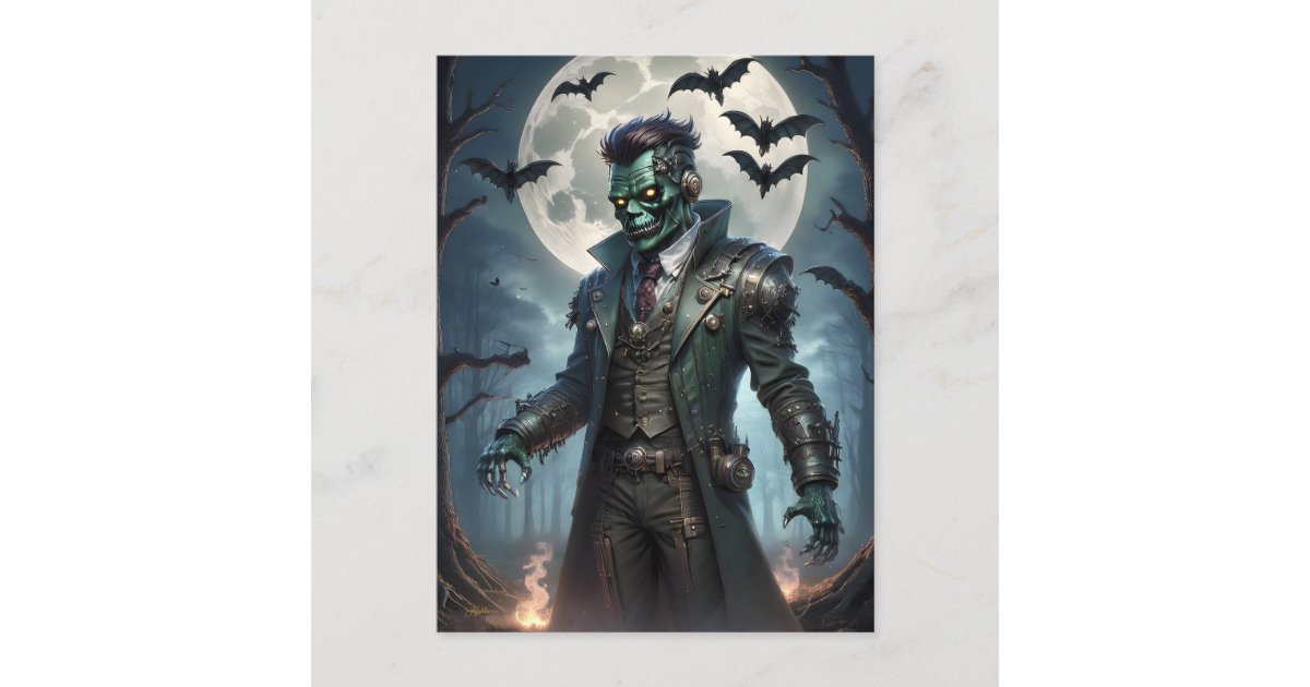 Halloween Steampunk Frankenstein's Monster Postcard | Zazzle