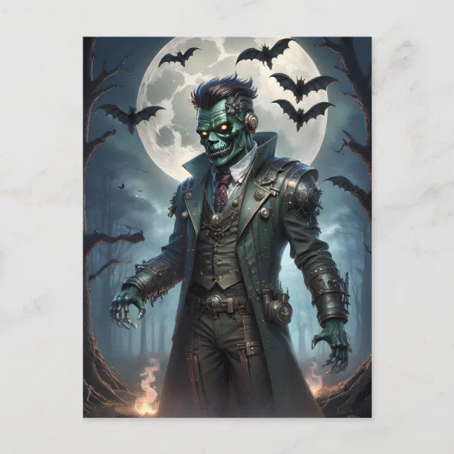 Halloween Steampunk Frankenstein's Monster Postcard | Zazzle