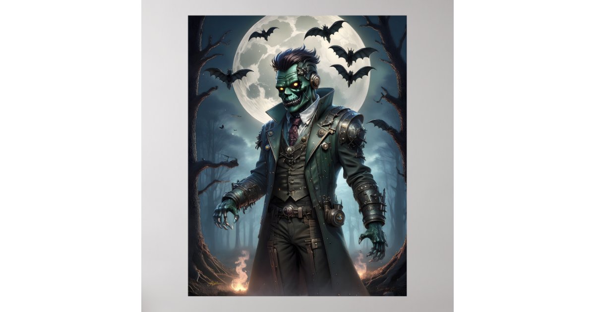 Halloween Steampunk Frankenstein's Monster Poster | Zazzle