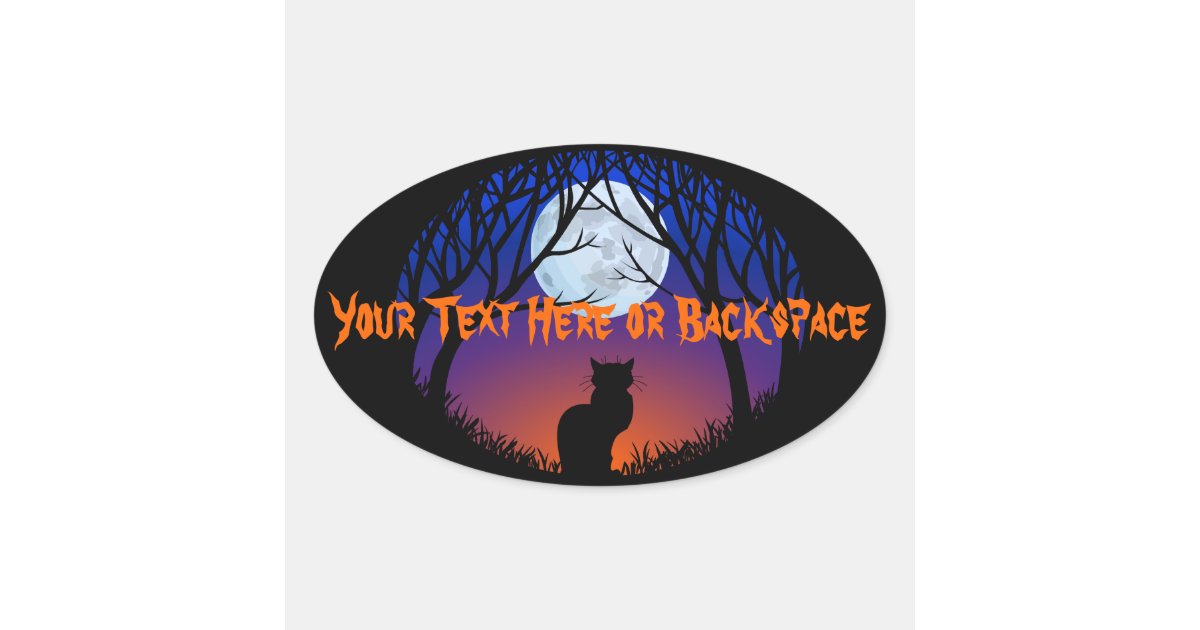 Halloween Stickers Personalized Spooky Cat Sticker | Zazzle