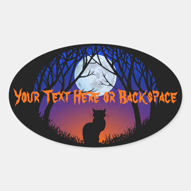 Halloween Stickers Personalized Spooky Cat Sticker | Zazzle