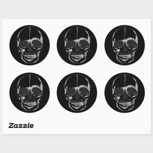 Halloween Stickers-Skull Classic Round Sticker | Zazzle