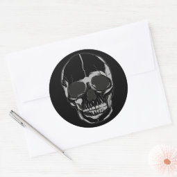 Halloween Stickers-Skull Classic Round Sticker | Zazzle