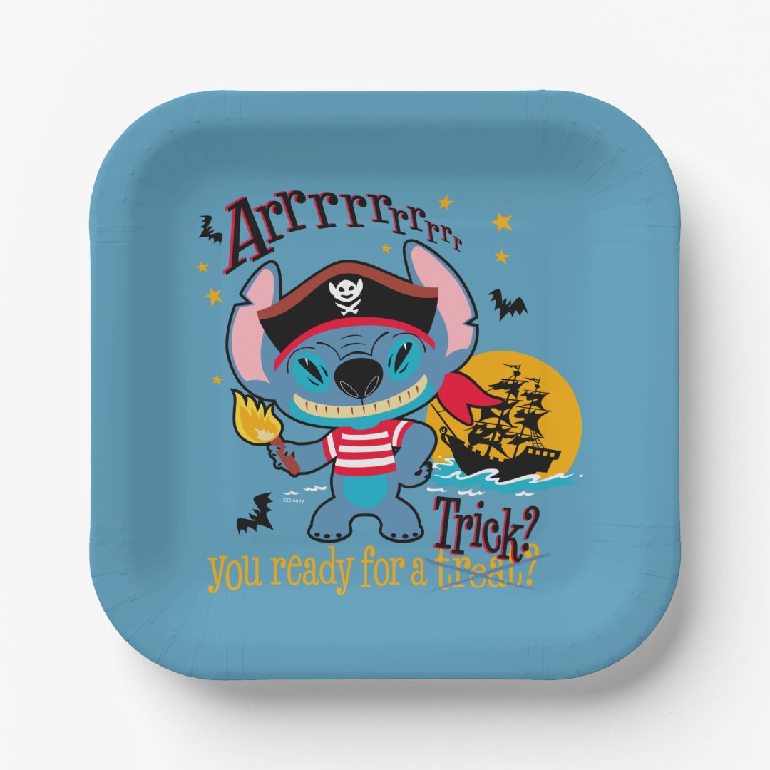 Halloween Stitch Pirate Paper Plates | Zazzle