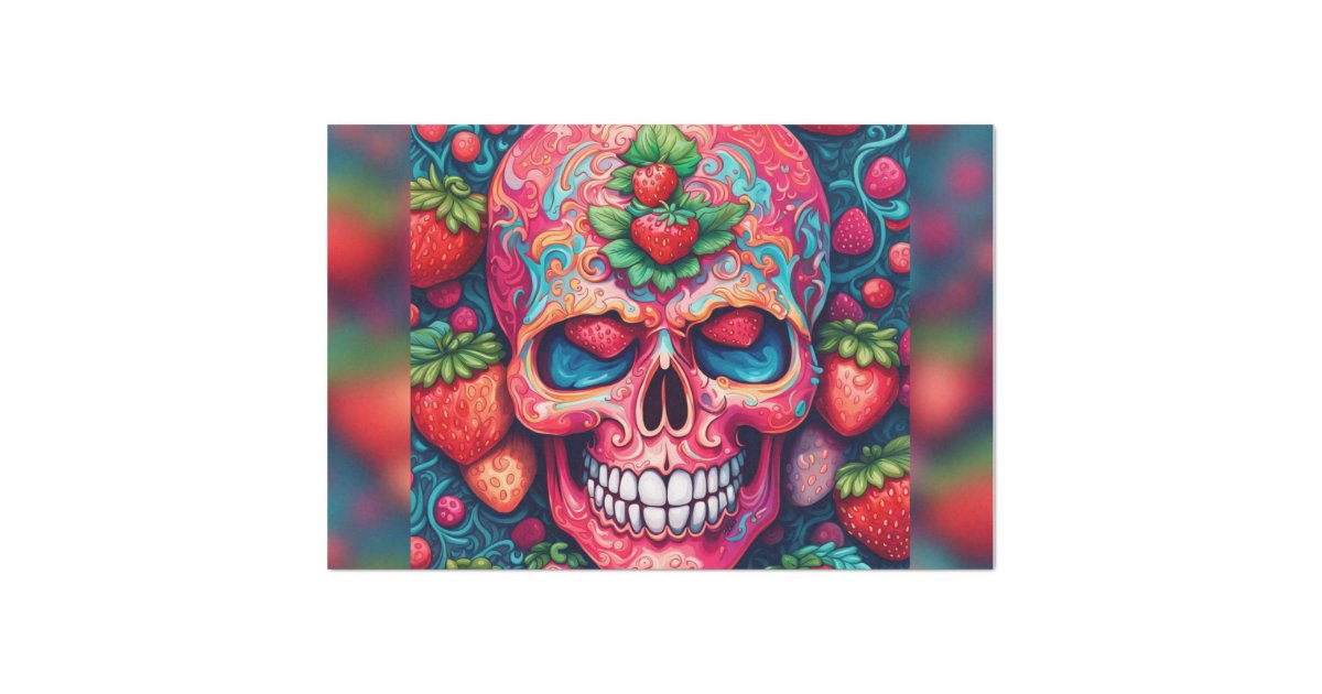 Halloween Strawberry Skull Decoupage Paper | Zazzle