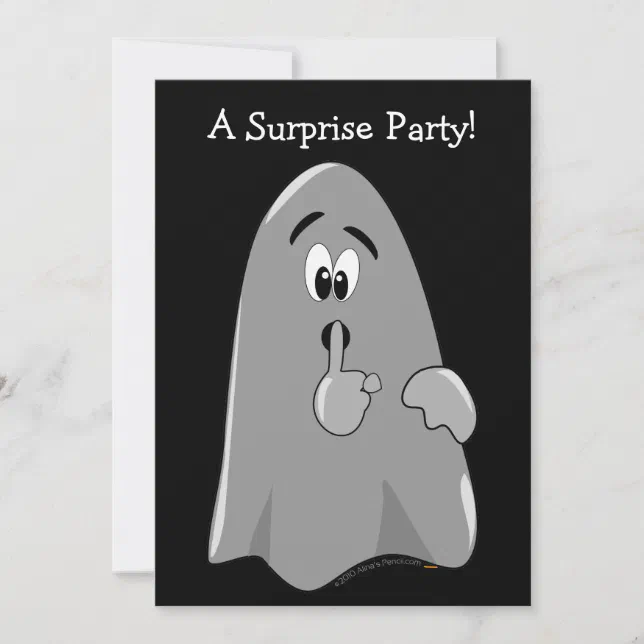 Halloween Surprise Party Invitations Cartoon Ghost | Zazzle