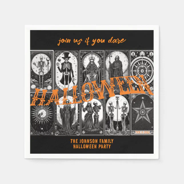 Halloween Tarot Orange Cosplay Spooktacular Party Napkins | Zazzle