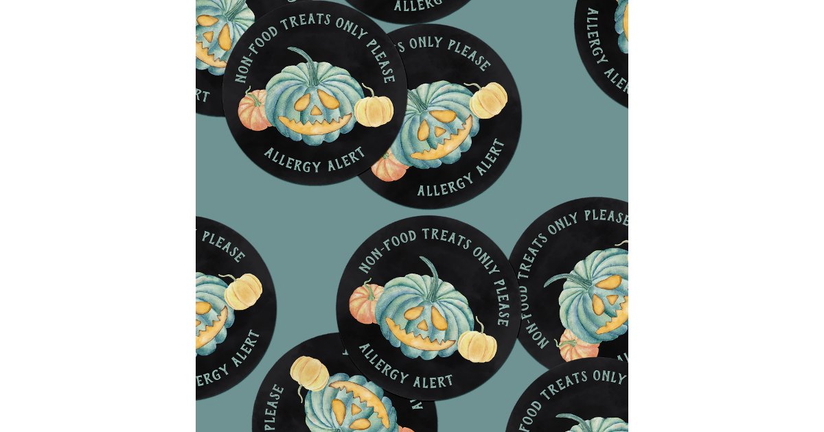 Halloween Teal Pumpkin Allergy Alert Classic Round Sticker | Zazzle