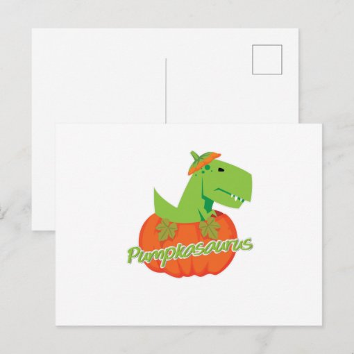 Halloween Thanksgiving Pumpkasaurus Dinosaur Holiday Postcard | Zazzle