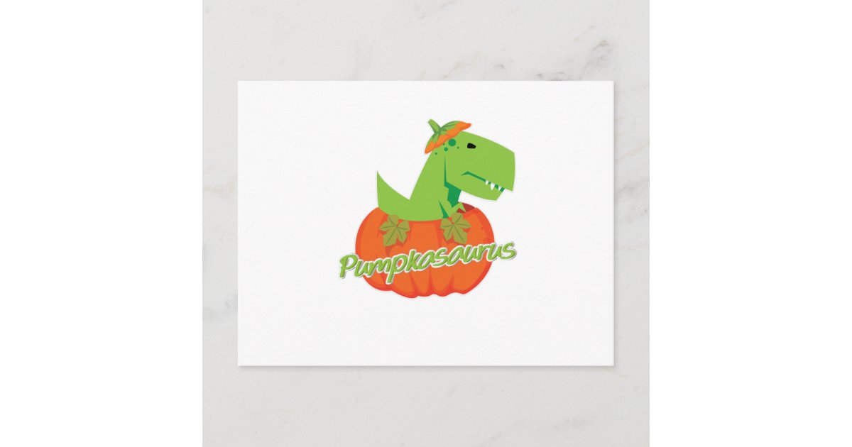 Halloween Thanksgiving Pumpkasaurus Dinosaur Holiday Postcard | Zazzle