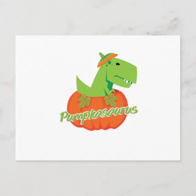 Halloween Thanksgiving Pumpkasaurus Dinosaur Holiday Postcard | Zazzle