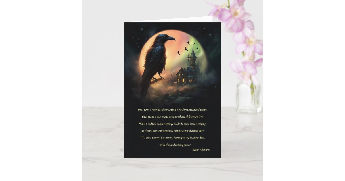 Halloween The Raven by Edgar Allan Poe Spooky Card | Zazzle