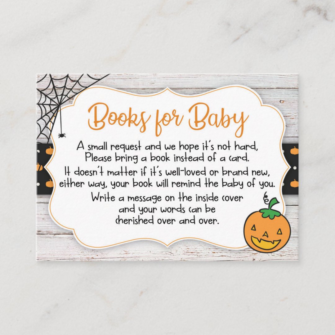 Halloween Theme Baby Shower Book Request Card | Zazzle