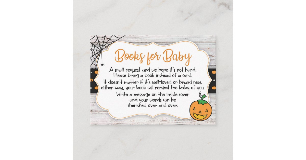 Halloween Theme Baby Shower Book Request Card | Zazzle