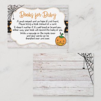 Halloween Theme Baby Shower Book Request Card | Zazzle