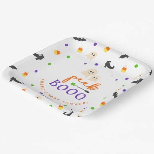 Halloween themed baby shower - peek a boo paper plates | Zazzle