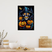 Halloween Thrills with this Glowing-Eyed Skeleton Poster | Zazzle