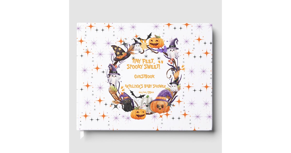 Halloween Tiny Feet, Spooky Sweet Baby Shower Guest Book | Zazzle