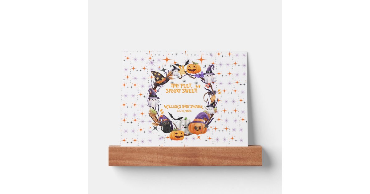 Halloween Tiny Feet, Spooky Sweet Baby Shower Picture Ledge | Zazzle