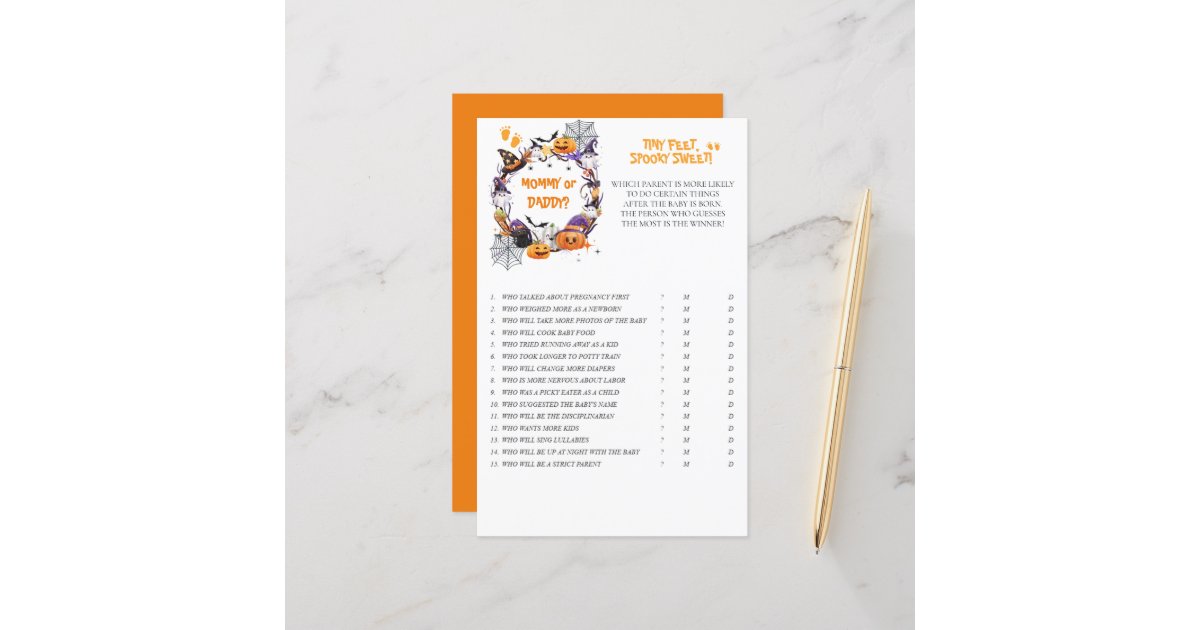 Halloween Tiny Feet, Spooky Sweet M/D Game | Zazzle