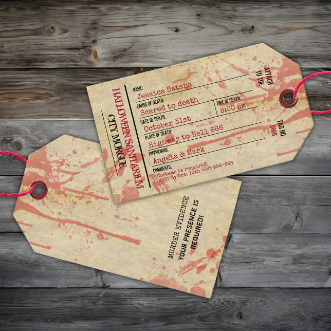 Halloween Toe Tag Haunted Sanitarium Party | Zazzle