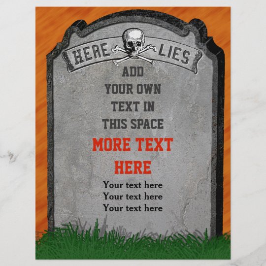 Halloween Tombstone Grave Skull Crossbones Flyer | Zazzle.com