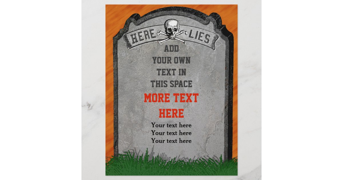 Halloween Tombstone Grave Skull Crossbones Flyer | Zazzle