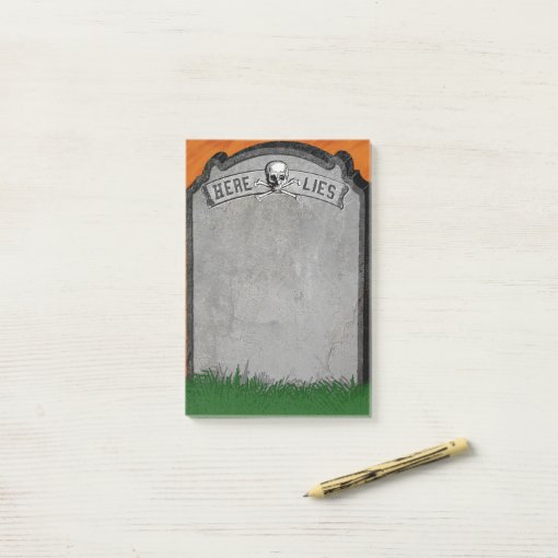 Halloween Tombstone Grave Skull Crossbones Post-it Notes | Zazzle