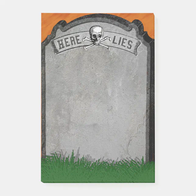 Halloween Tombstone Grave Skull Crossbones Post-it Notes | Zazzle