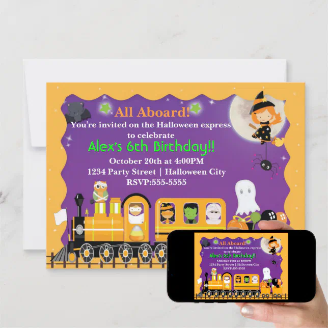 Halloween Train Fun Kids Costume Party Invitation | Zazzle