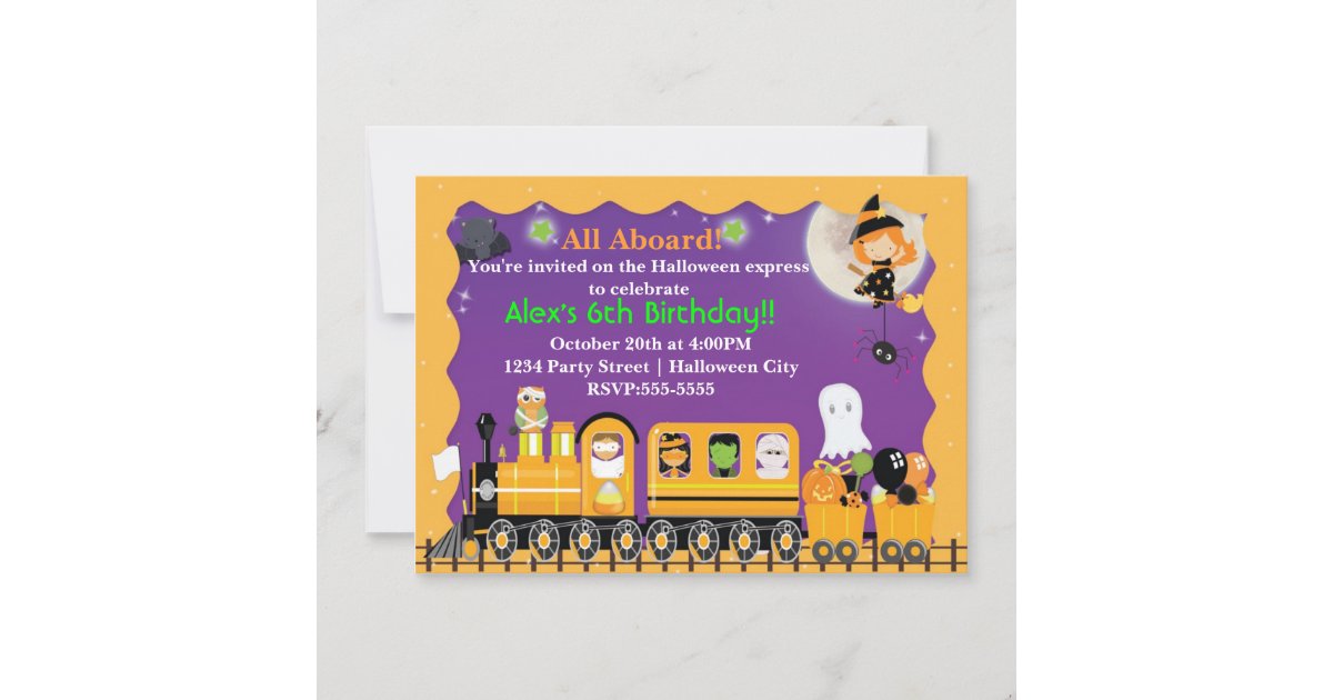 Halloween Train Fun Kids Costume Party Invitation | Zazzle