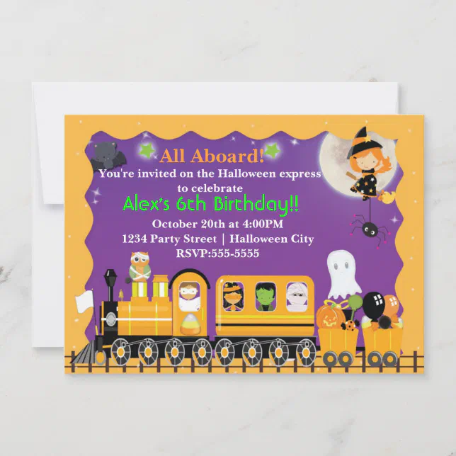 Halloween Train Fun Kids Costume Party Invitation | Zazzle