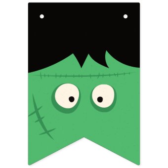 Halloween Trick or Treat Cute Frankenstein Monster Bunting Flags | Zazzle