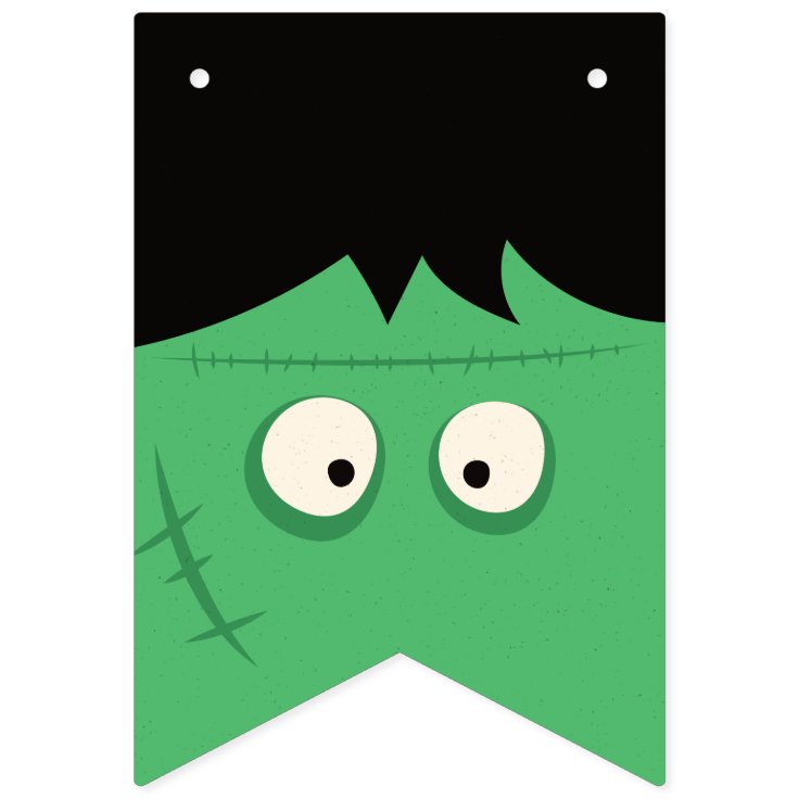 Halloween Trick or Treat Cute Frankenstein Monster Bunting Flags | Zazzle