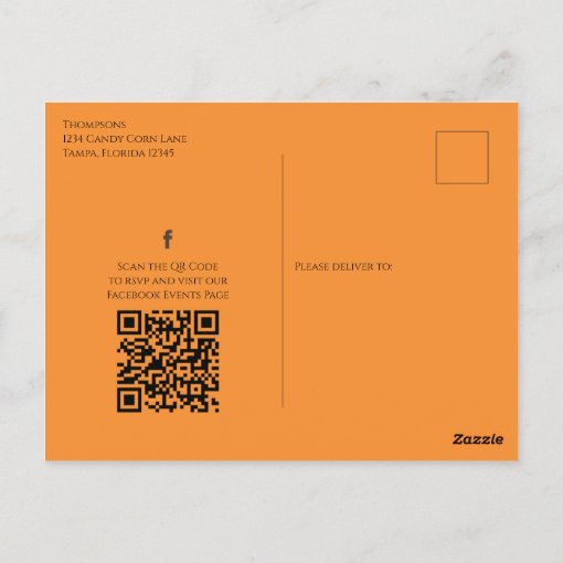 Halloween Trick Or Treat Cute Social Media QR Code Postcard | Zazzle
