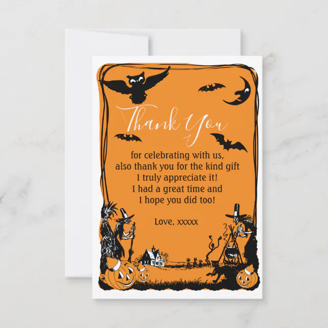 Halloween, Trick or Treat, fall, thank you card | Zazzle