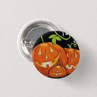 Halloween Trick or Treat Pumpkin and Candy Corn Pinback Button | Zazzle