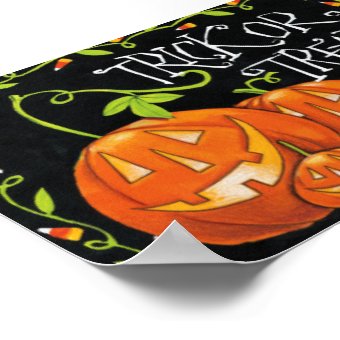 Halloween Trick or Treat Pumpkin and Candy Corn Poster | Zazzle
