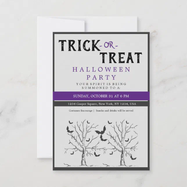 Halloween Trick Or Treat Scary Cat Party Invite. RSVP Card | Zazzle