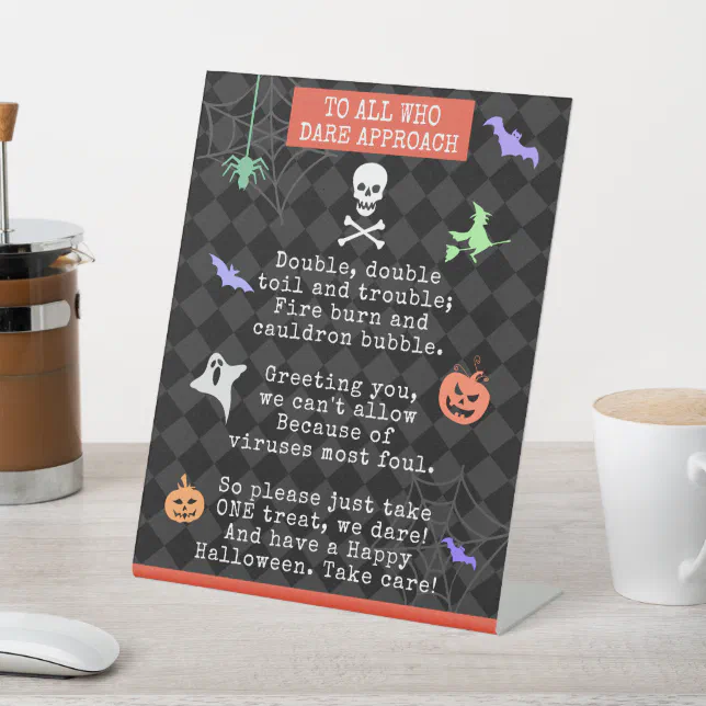 Halloween Trick or Treating Pandemic Poem Pedestal Sign | Zazzle