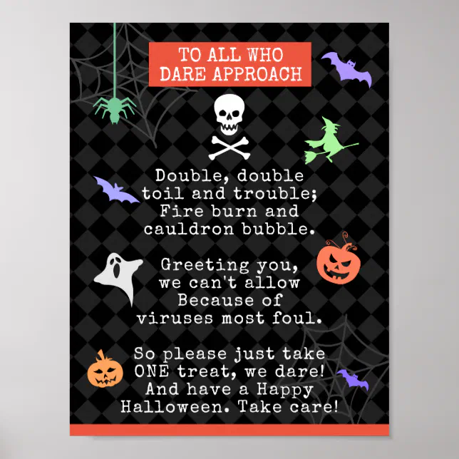 Halloween Trick or Treating Pandemic Poem Poster | Zazzle